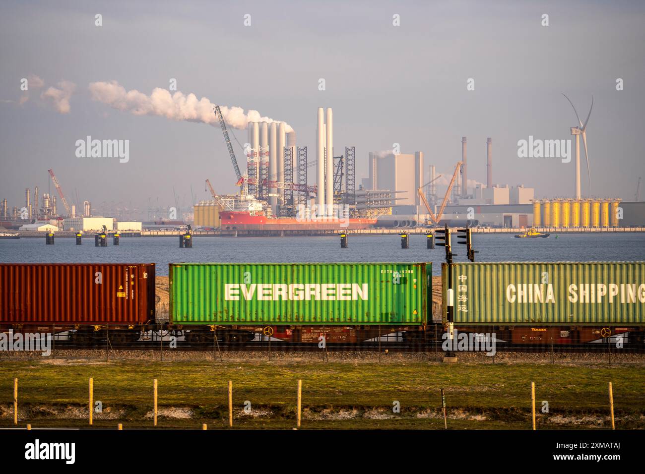 Goods train, container train, brings containers to Euromax Container ...