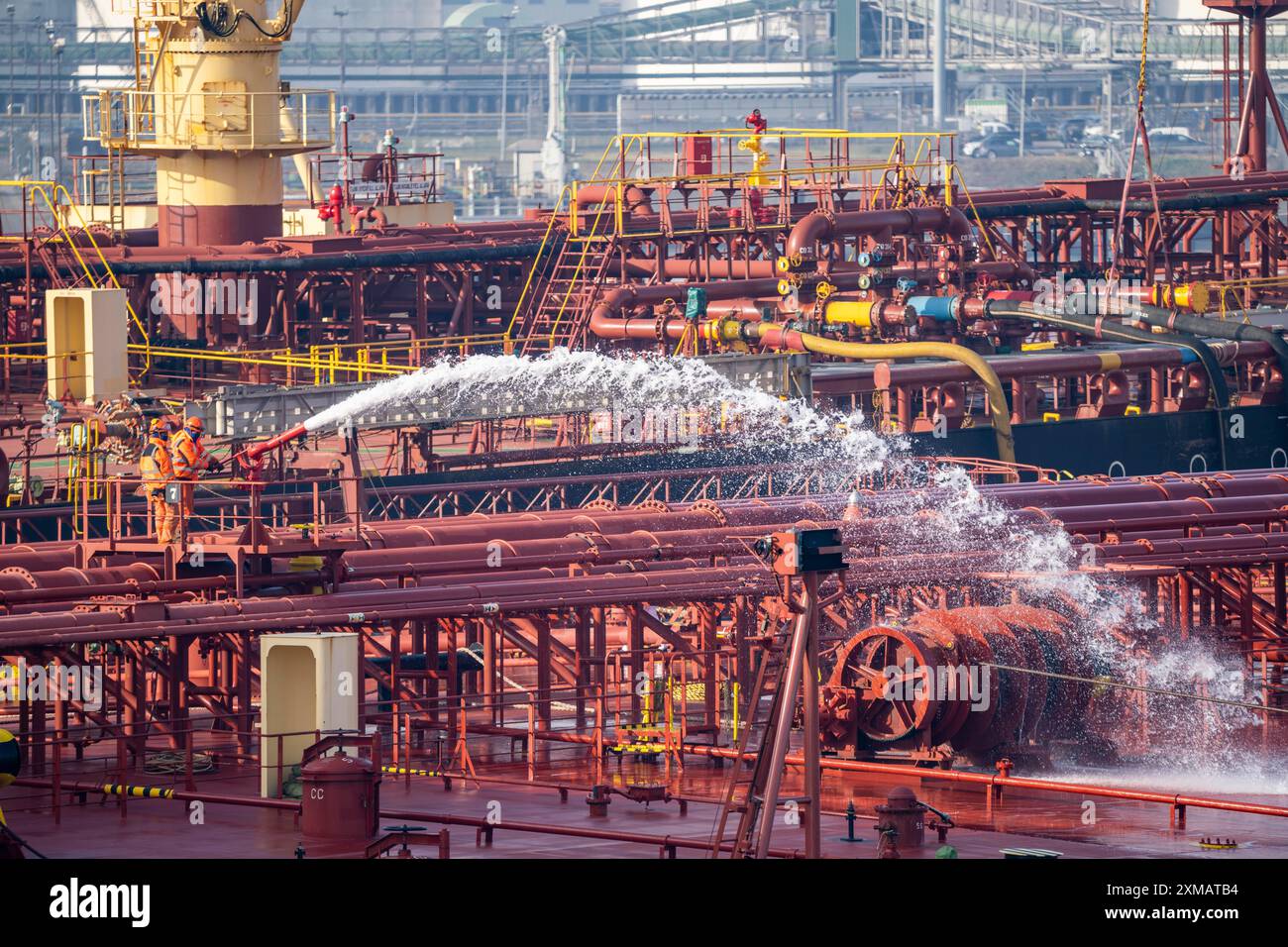 The crude oil tanker HOJO, in the seaport of Rotterdam, in the ...