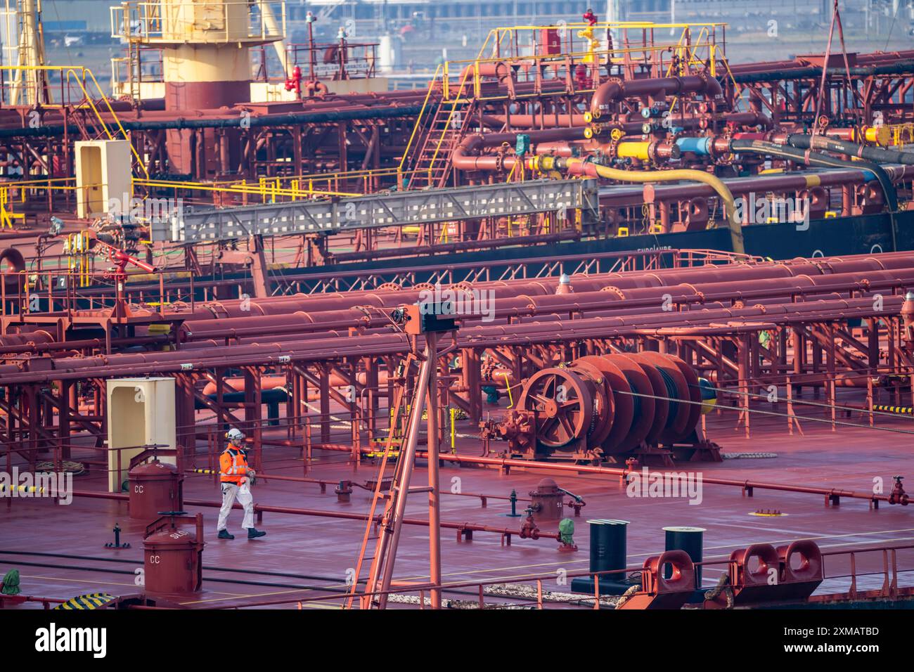 The crude oil tanker HOJO, in the seaport of Rotterdam, in the ...