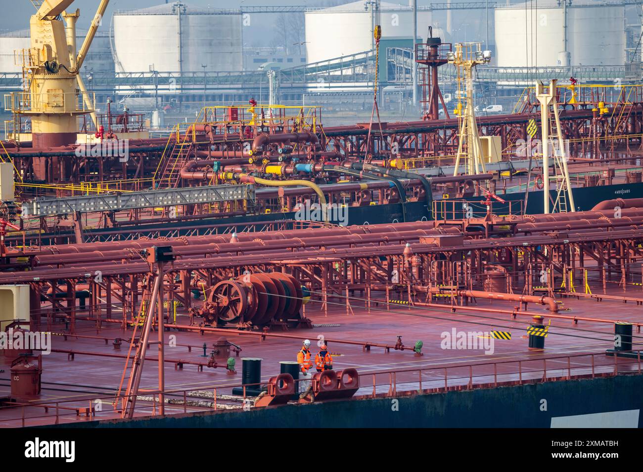 The crude oil tanker HOJO, in the seaport of Rotterdam, in the ...