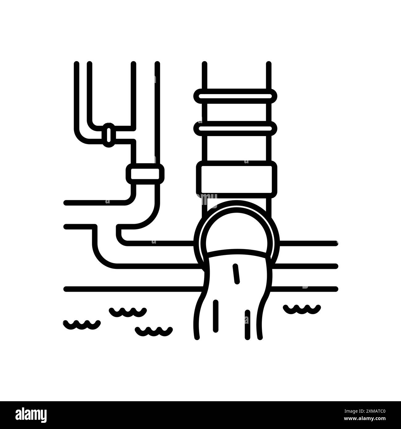 Water supply drain icon linear logo mark set collection in black and ...