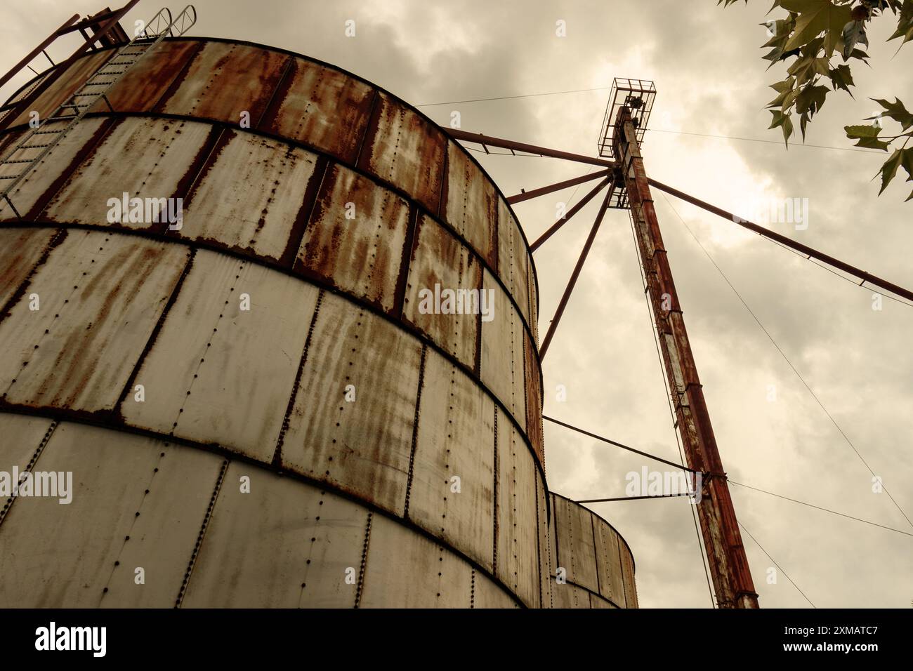 Historic mill and grain facility in Buda, Texas. Features a metal grain ...