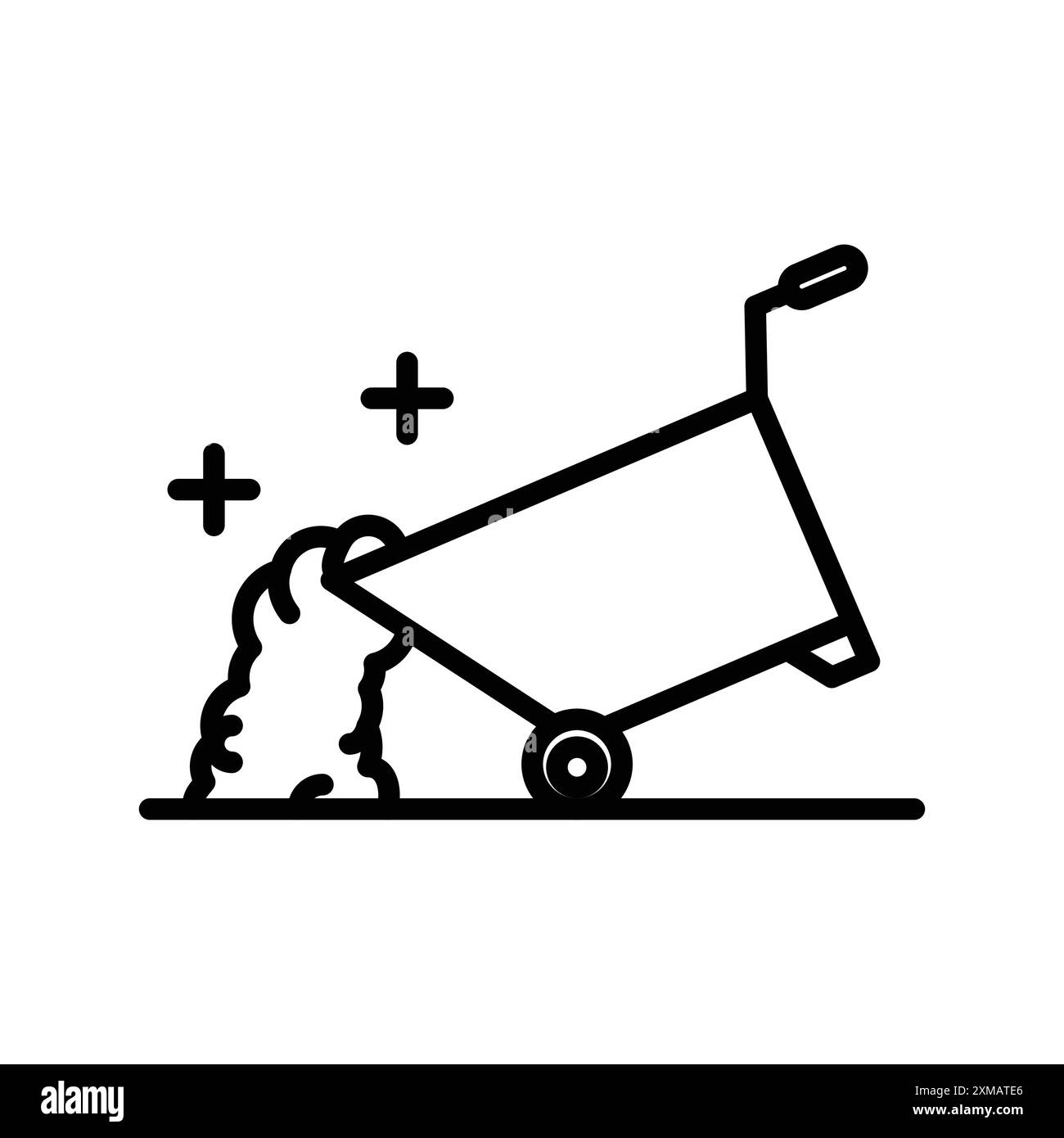 Wheelbarrow Unloading Icon Linear Logo Mark Set Collection In Black And White For Web Stock