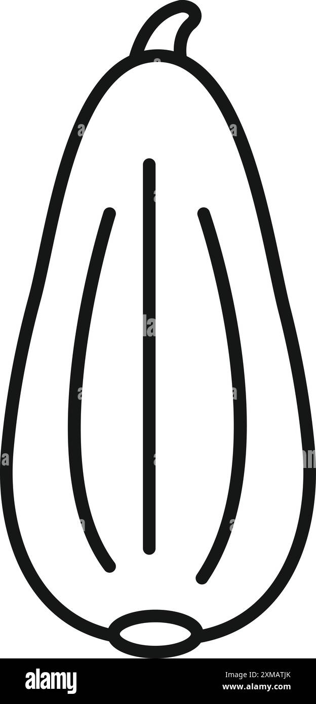 Simple line drawing of a zucchini squash with a stem, representing ...