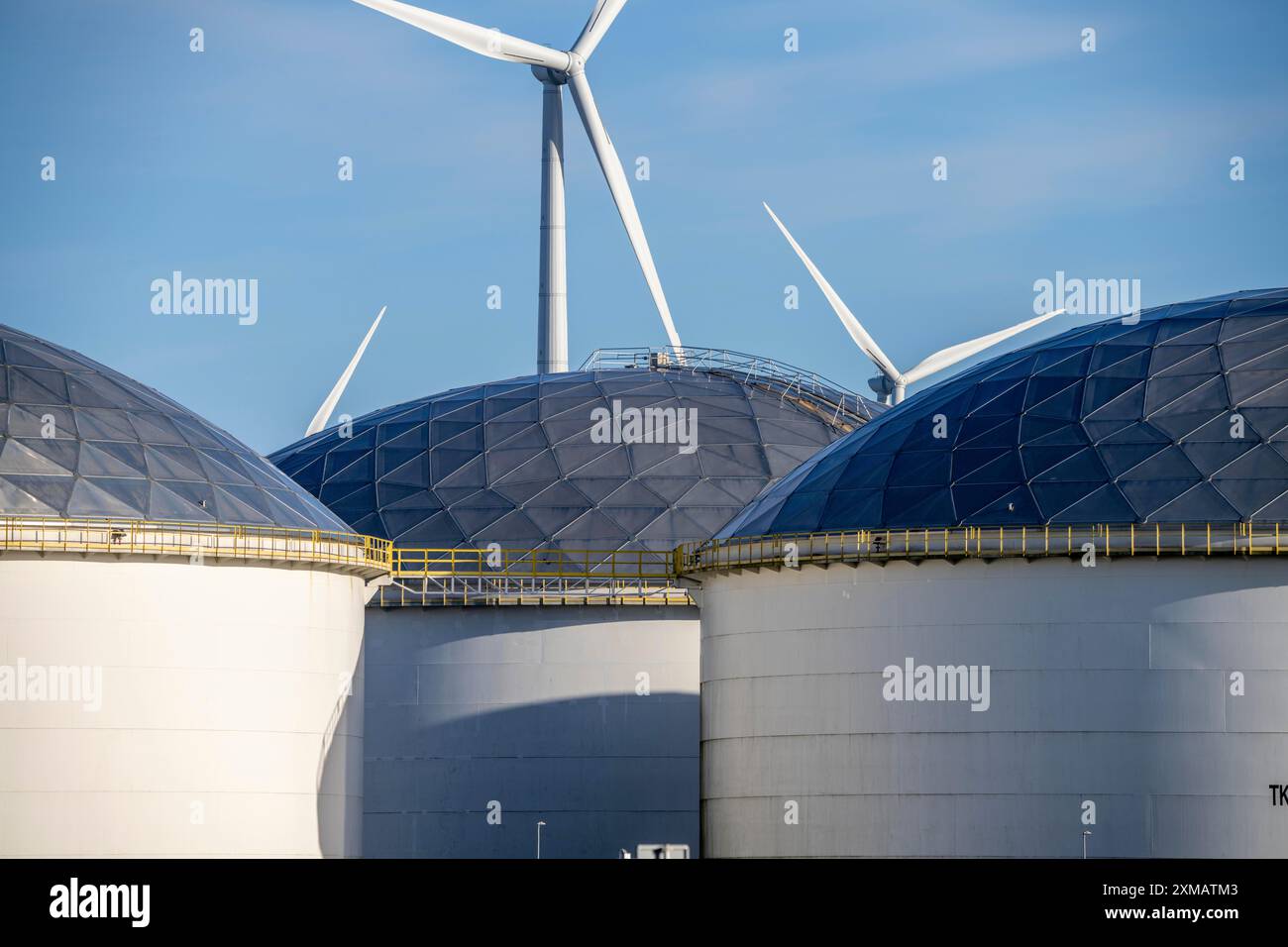 Vopak tank terminal in the industrial harbour of Eemshaven, wind farm ...