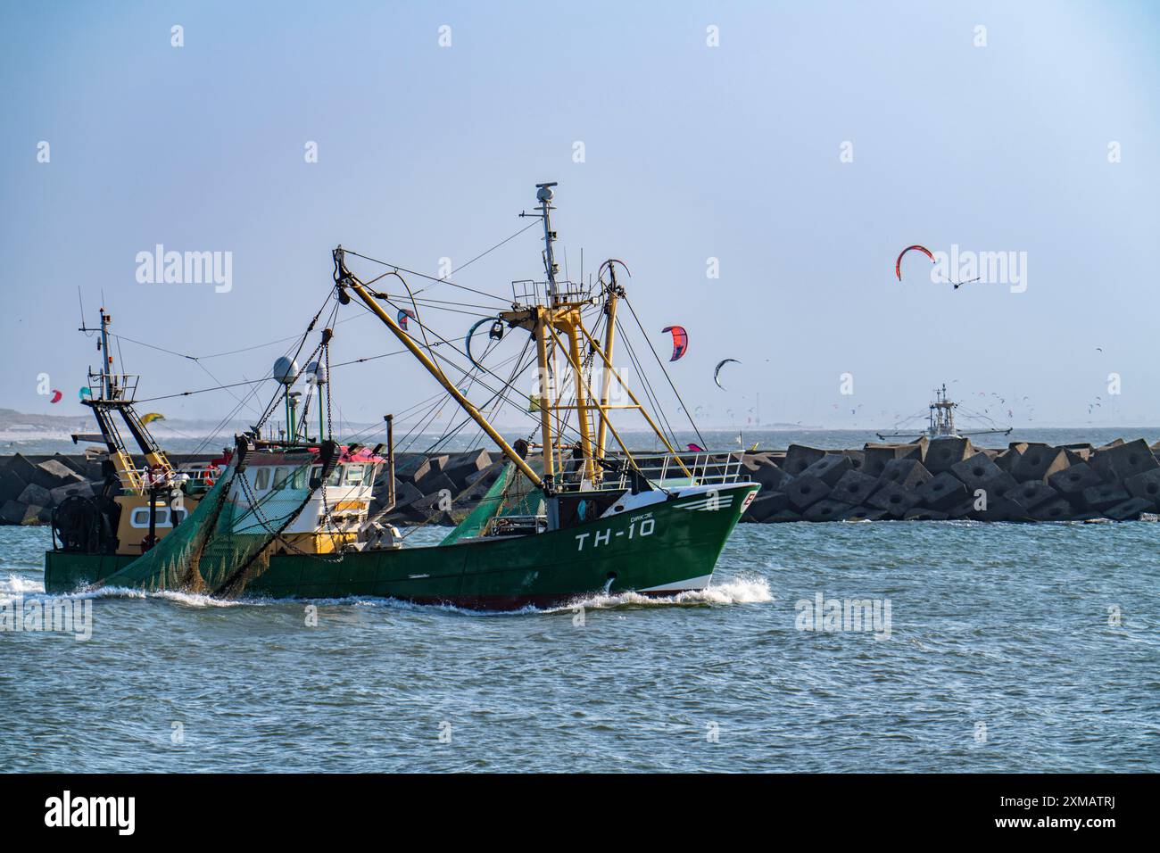 Fishing trawler TH10 DIRKJE, off the coast of Scheveningen, The Hague ...