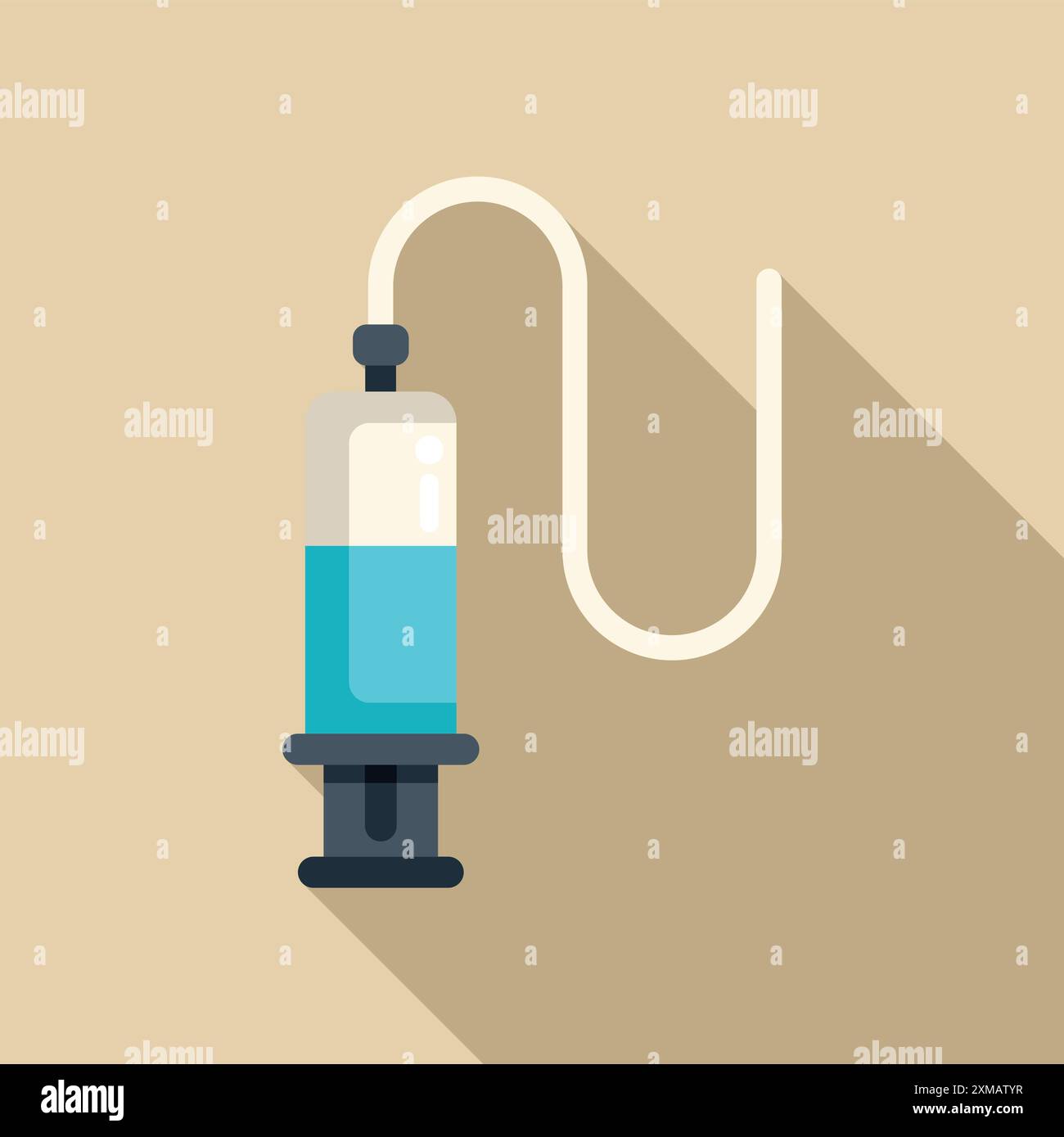 Medical syringe is delivering a dose of medication through an ...