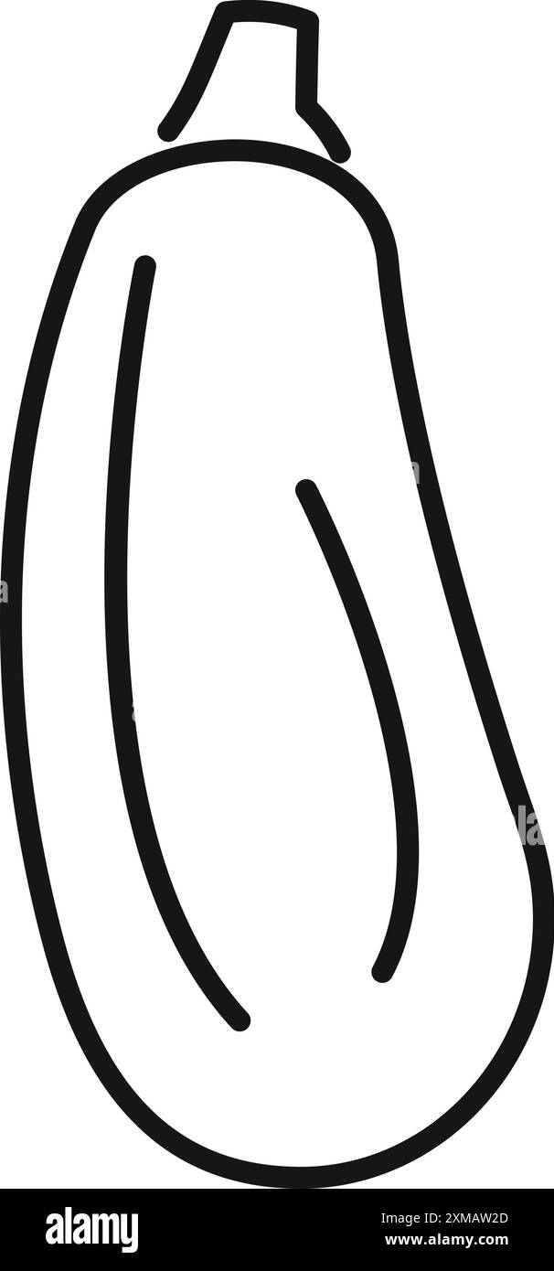Simple line drawing of a zucchini squash with a thick stem, isolated on ...