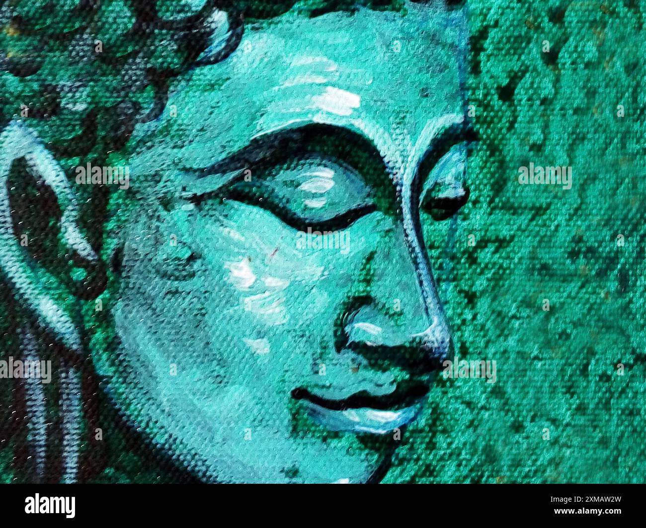 Art painting Oil color Buddha statue religion background From Thailand ...