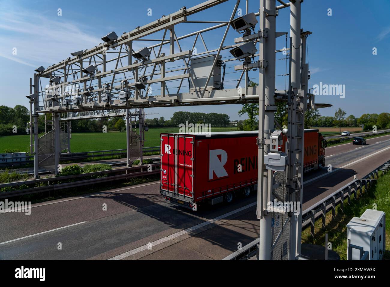 Toll bridge, for collecting motorway tolls, on the A3 motorway near ...