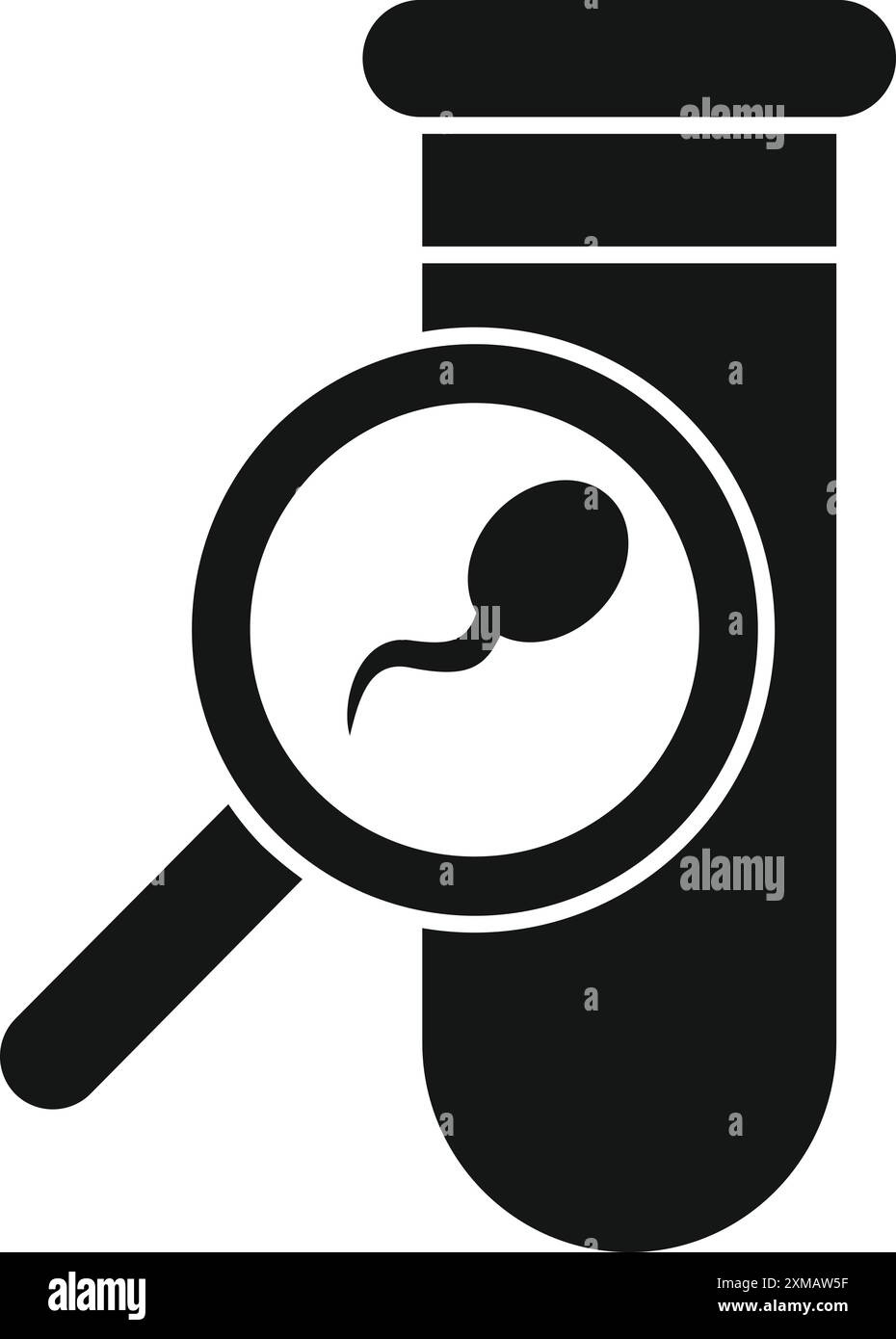 Black and white icon of sperm donation, ivf, or male fertility analysis ...