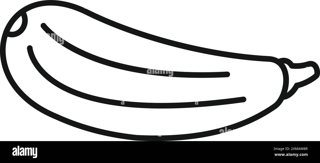 Minimalist drawing of a zucchini, represented by a single continuous ...