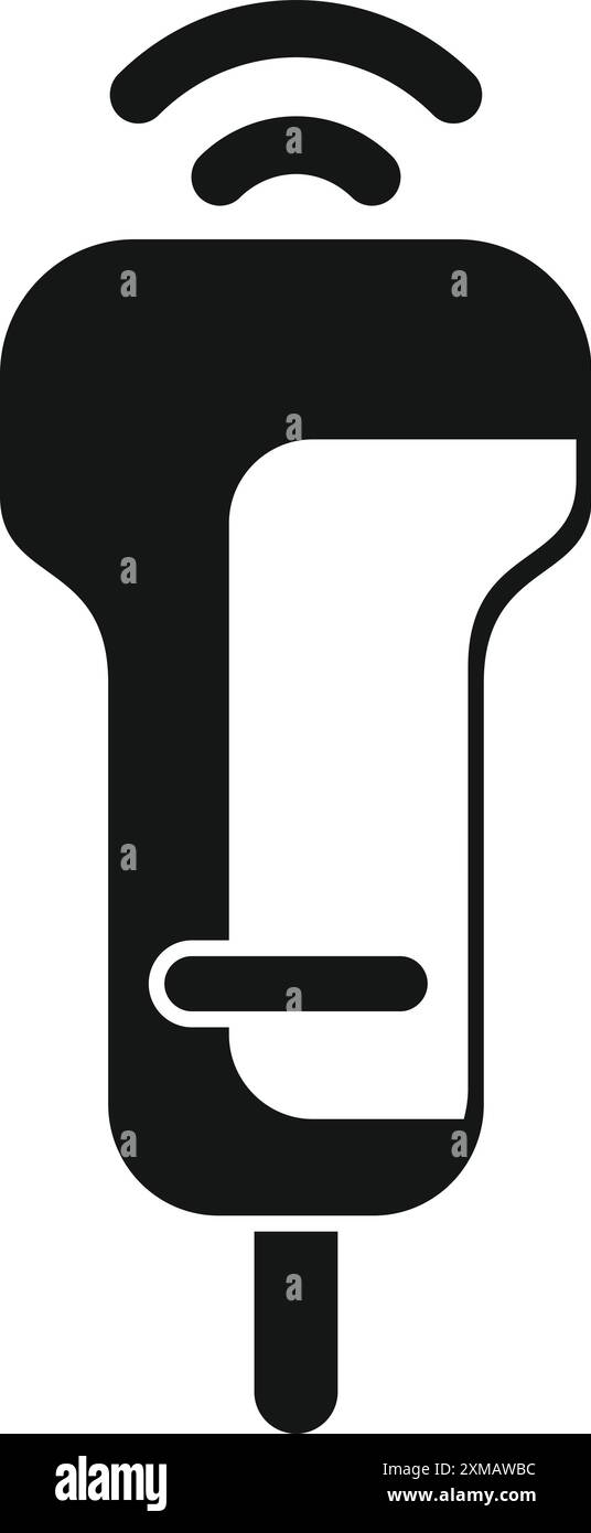 Simple icon of a wireless barcode scanner transmitting scanned data ...