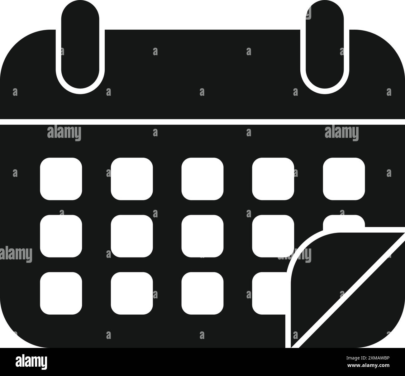 Simple black icon of a wall calendar with the page turning to the next ...