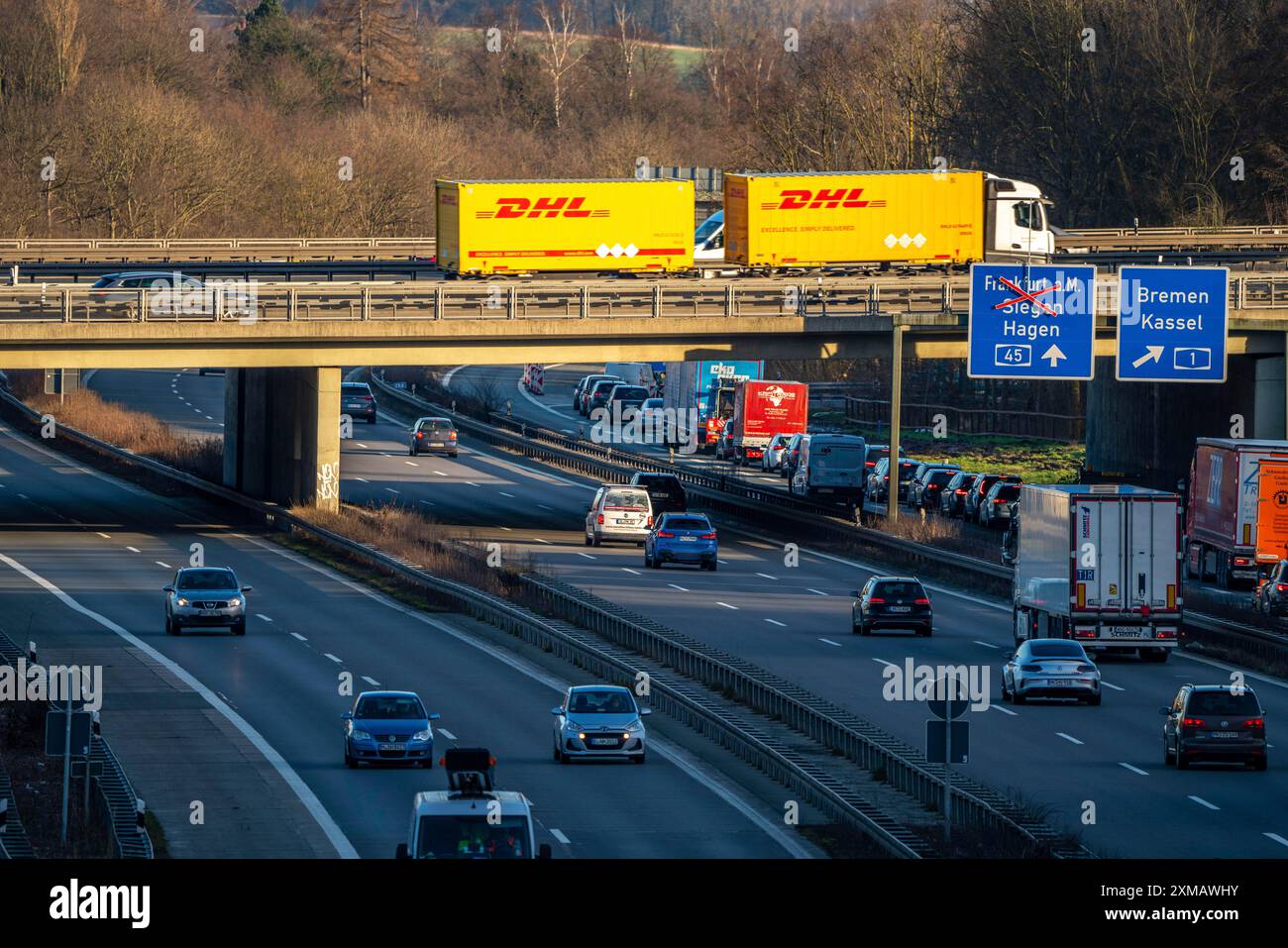 Motorway junction Westhofen, the motorway A45, Sauerlandlinie, is ...