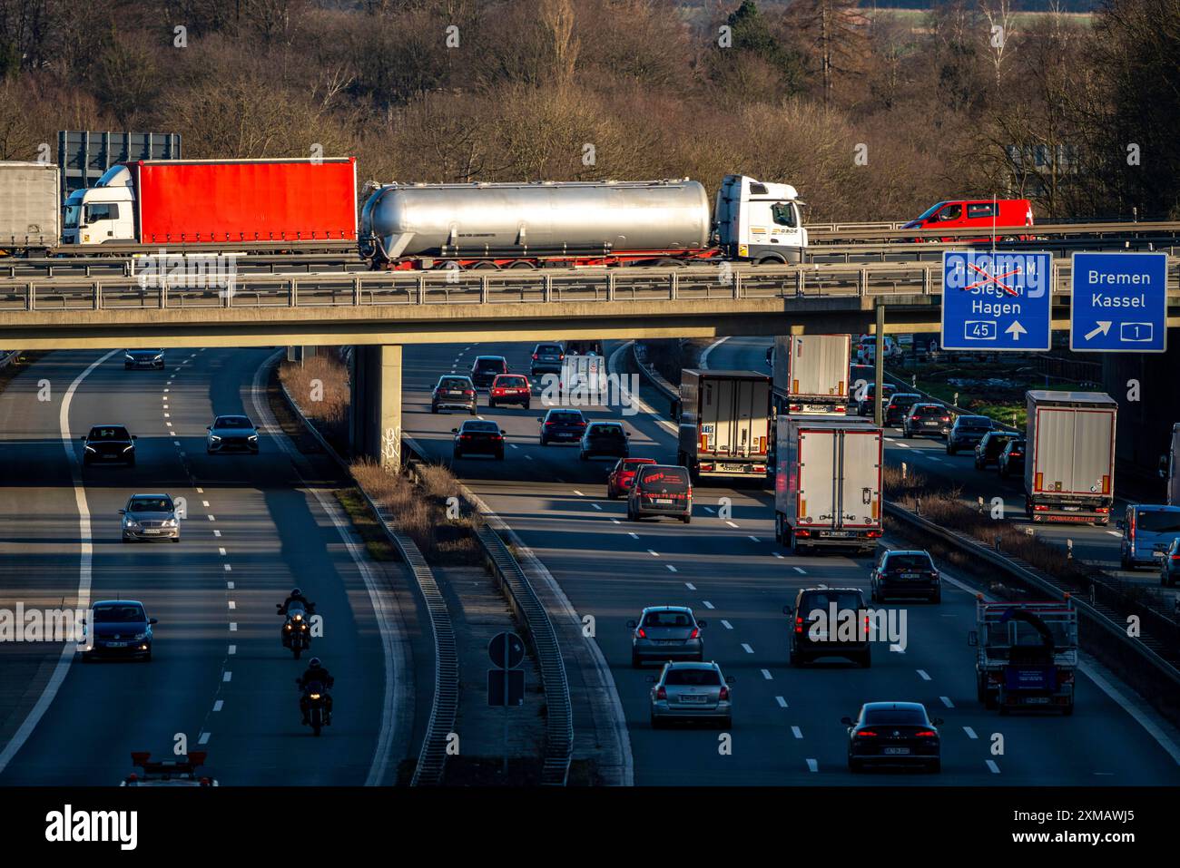 Motorway junction Westhofen, the motorway A45, Sauerlandlinie, is ...