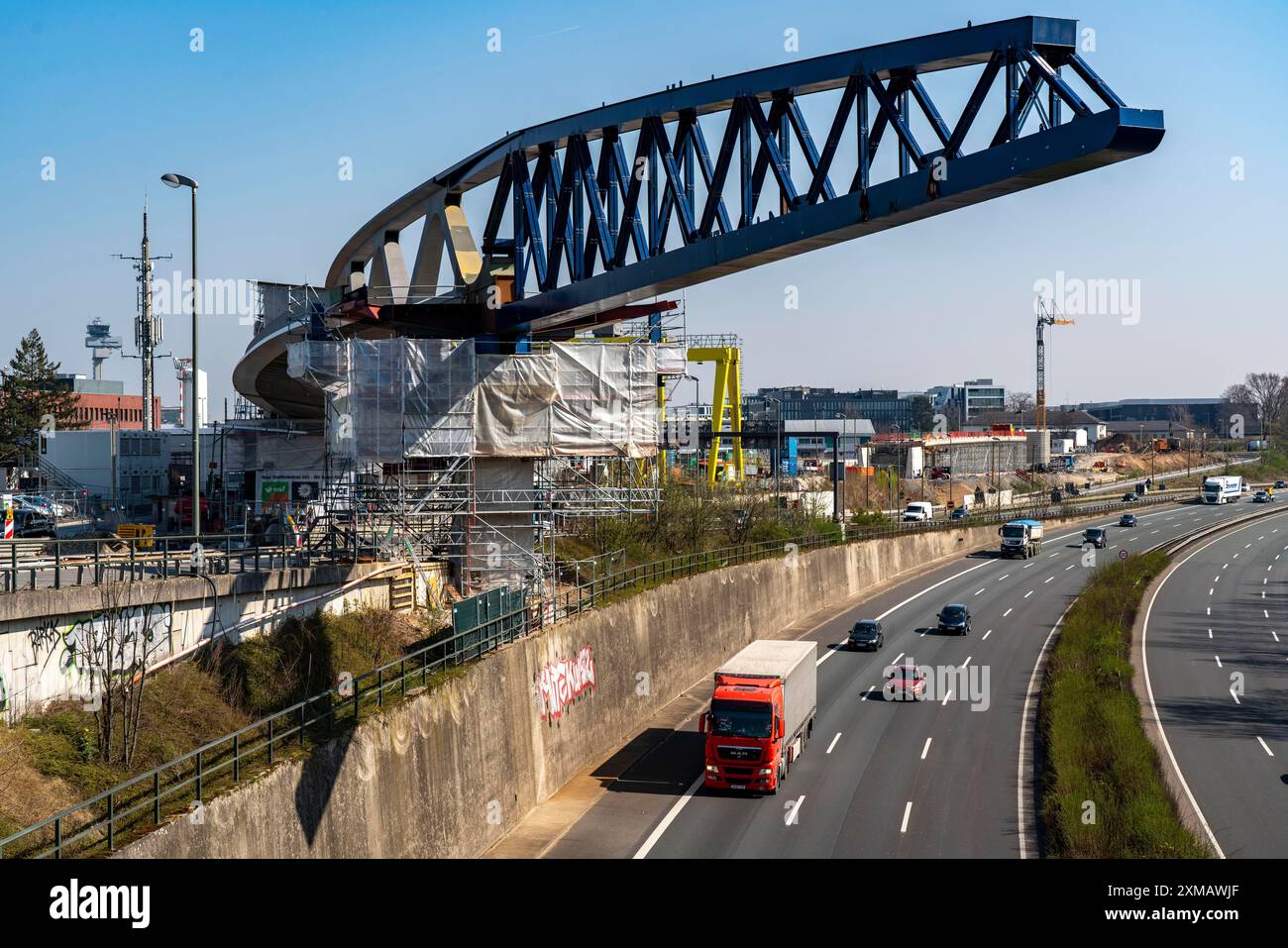 Construction of a 480 metre long bridge for the new light rail line U81 ...