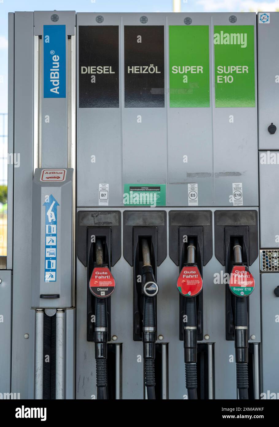 Petrol station pump, AdBlue, diesel, heating oil, Super, Super E10 ...