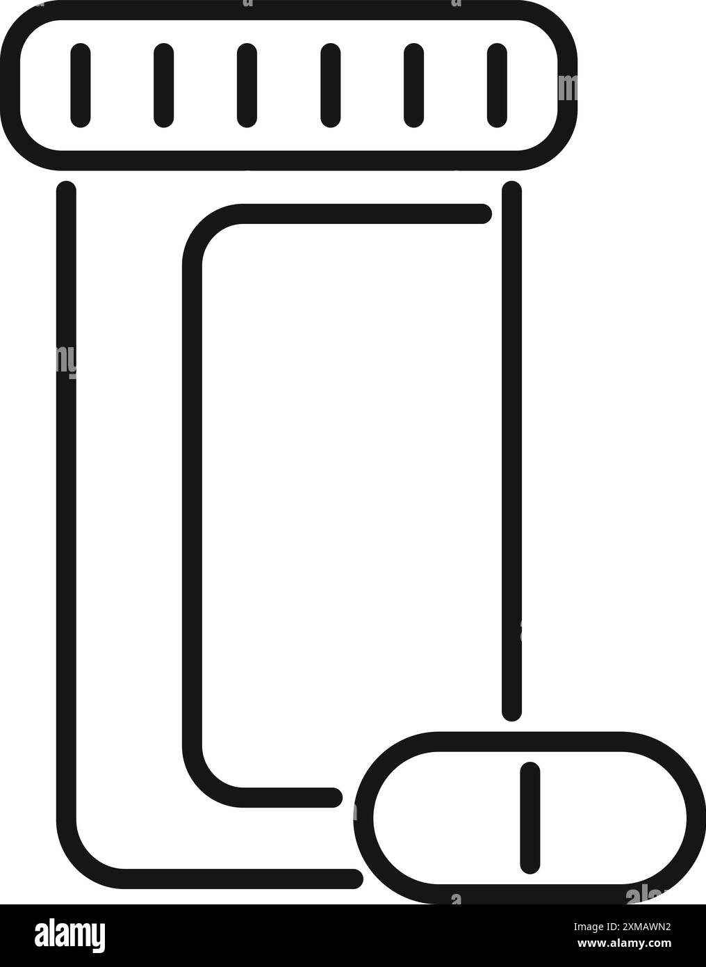 Open medicine bottle with one pill coming out, simple black and white ...