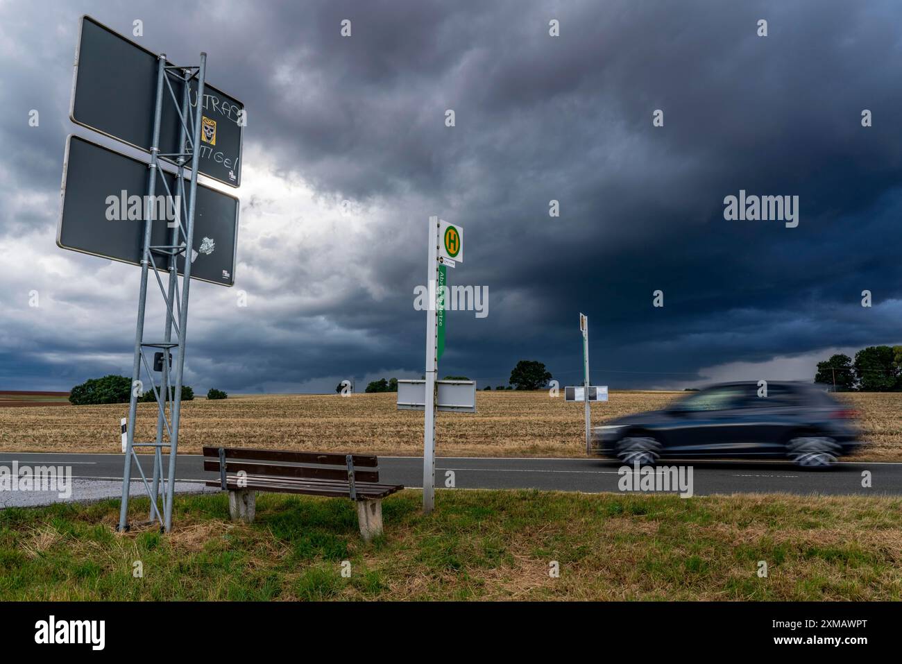 Single stop of bus line 510 between Korbach and Bad Wildungen, country ...