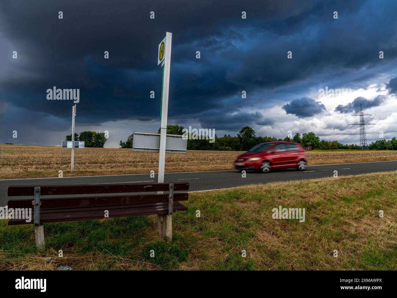 Single stop of bus line 510 between Korbach and Bad Wildungen, country ...