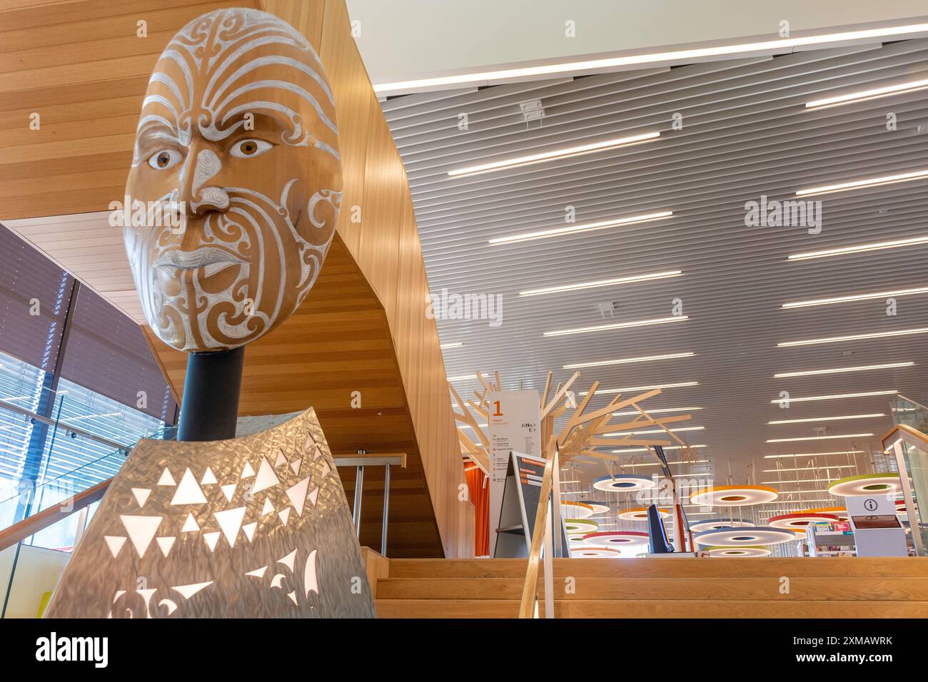Maori mask interior staircase in turanga turanga public library hi-res ...