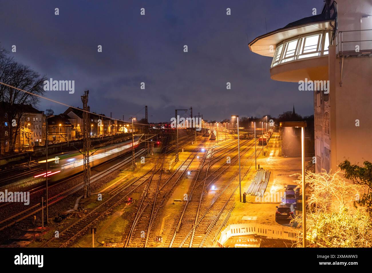 The Deutsche Bahn AG signal box in Muelheim-Styrum, controls train ...
