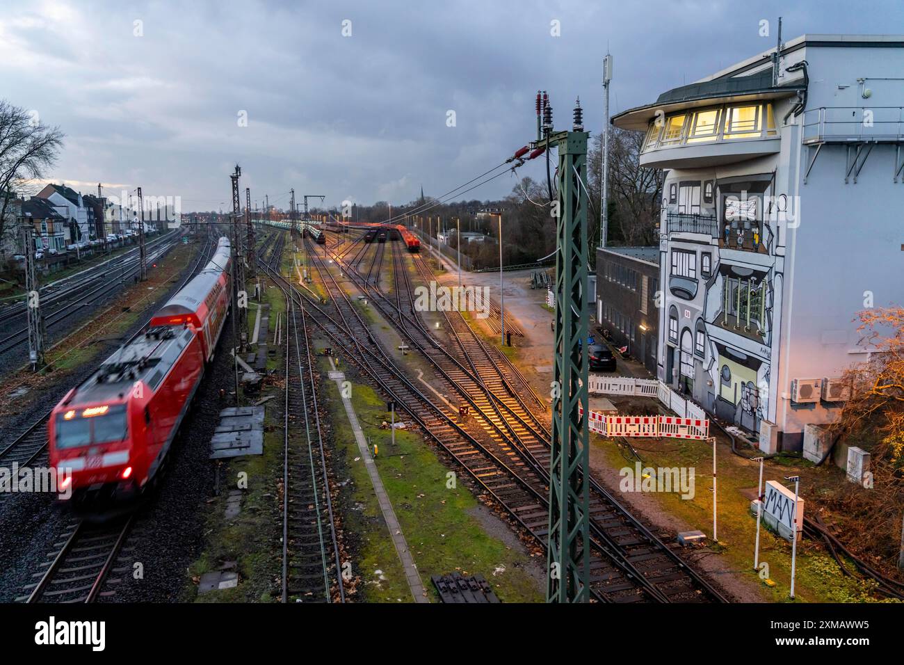 The Deutsche Bahn AG signal box in Muelheim-Styrum, controls train ...