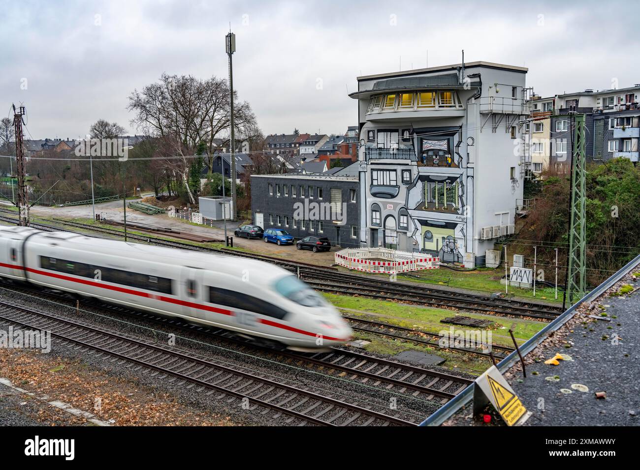 The Deutsche Bahn AG signal box in Muelheim-Styrum, controls train ...