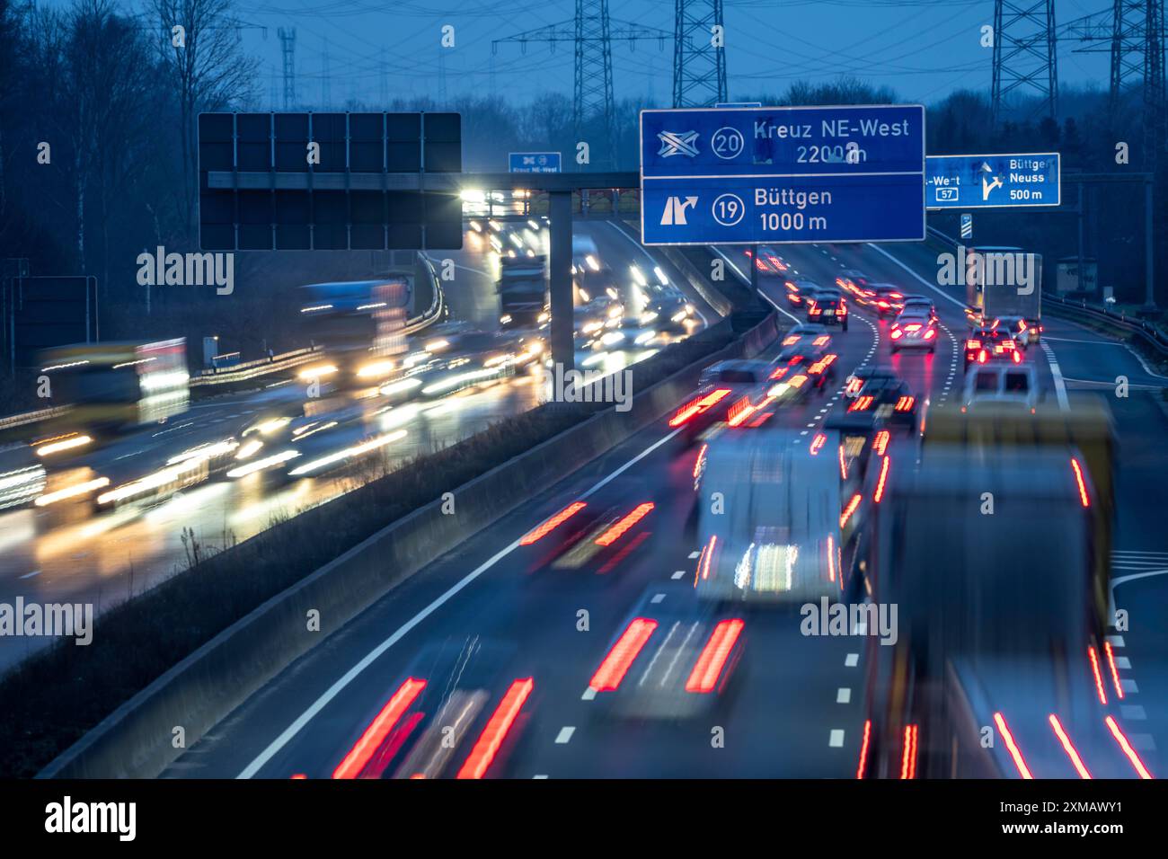 A57 motorway near Kaarst in the Rhine district of Neuss, view in the ...