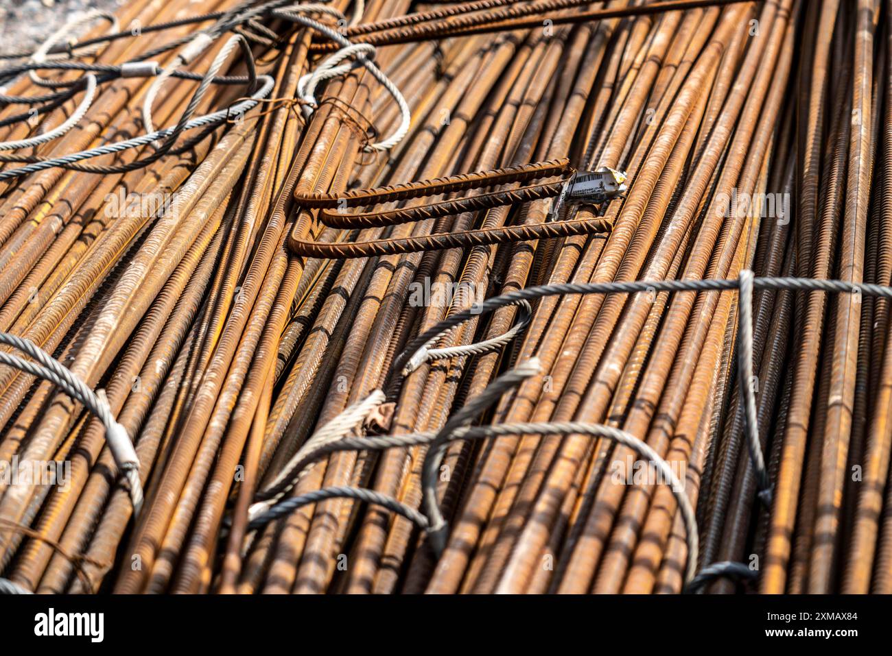 Large construction site, construction iron, reinforcement iron ...