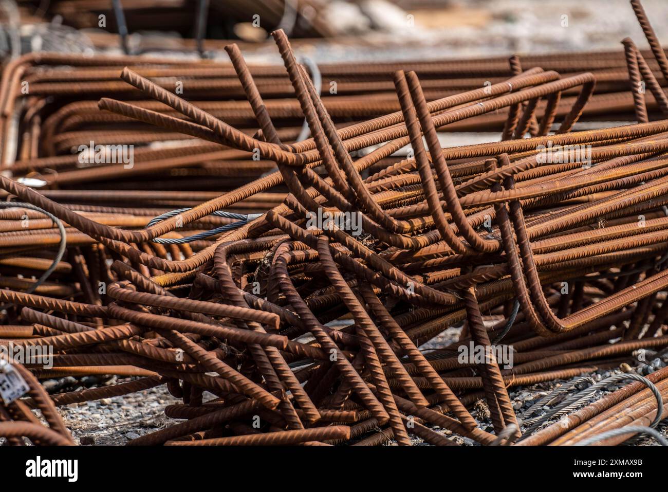 Large construction site, construction iron, reinforcement iron ...
