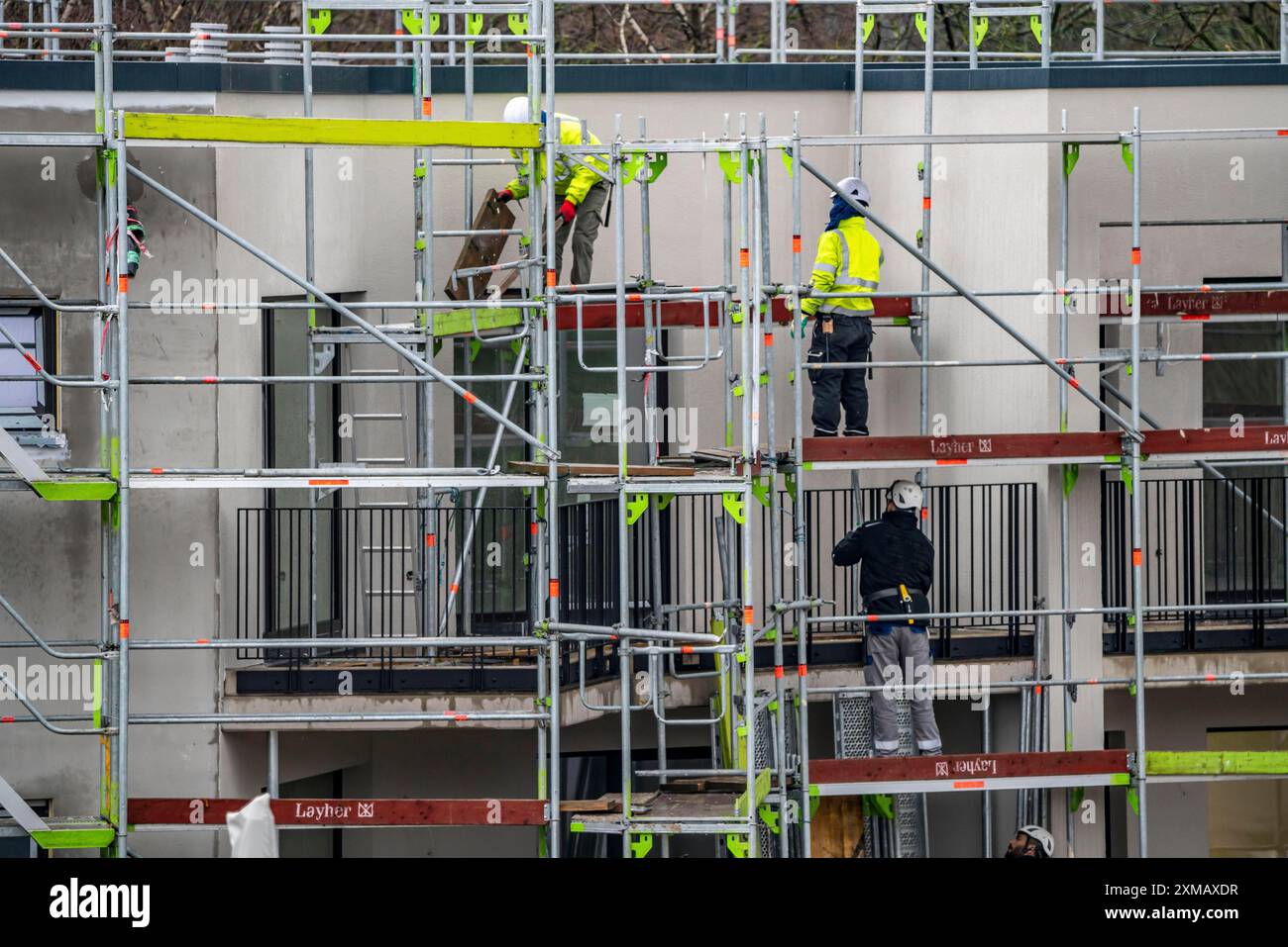 Construction site, scaffolding, dismantling of scaffolding on a ...