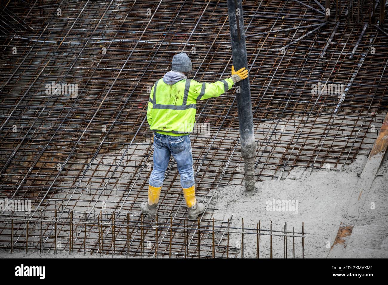 Construction site, concreting, the foundation of a building is ...