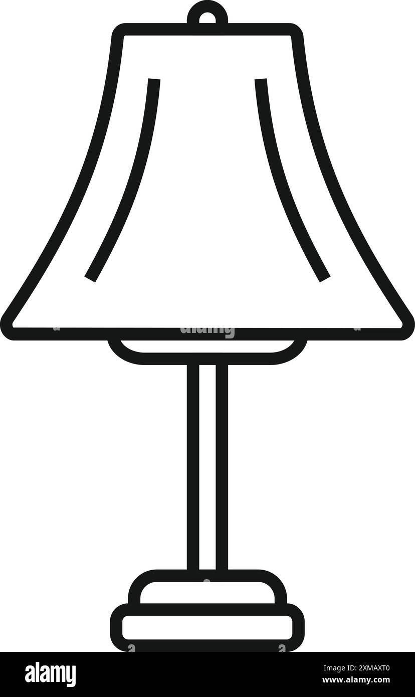 Simple outline icon of a desk lamp standing on a table, perfect for ...