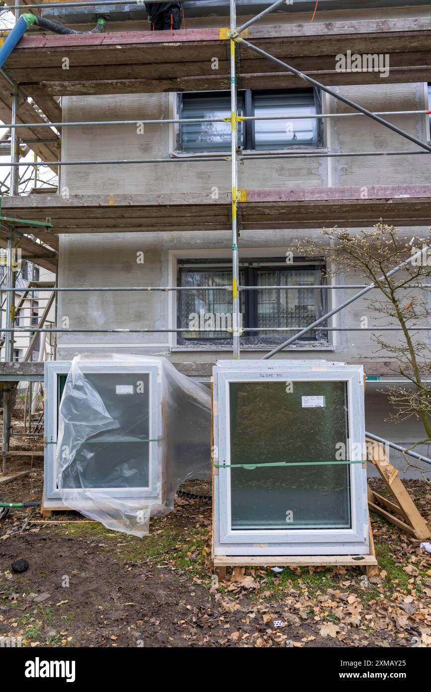 Energy renovation of a residential building, new windows waiting to be ...