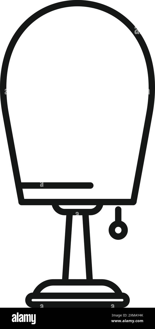 Line drawing of a modern round mirror standing on the floor, perfect ...