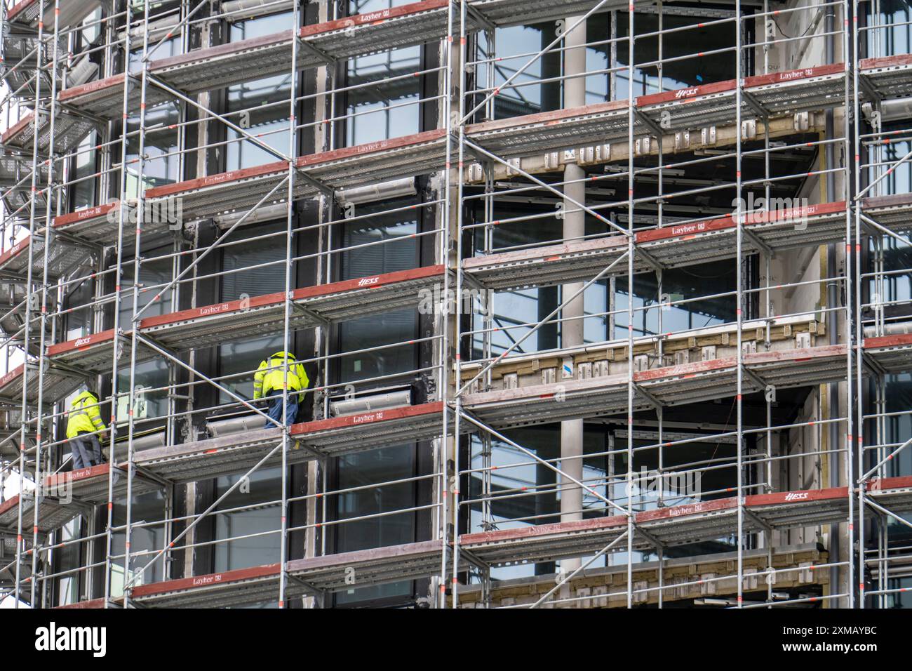 Large construction site, construction of a residential building with ...