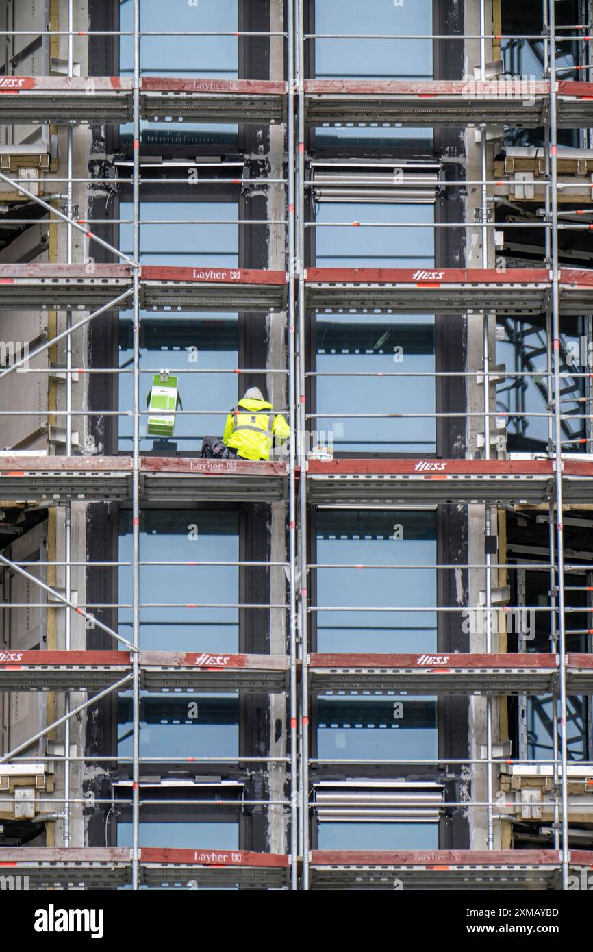 Large construction site, construction of a residential building with ...