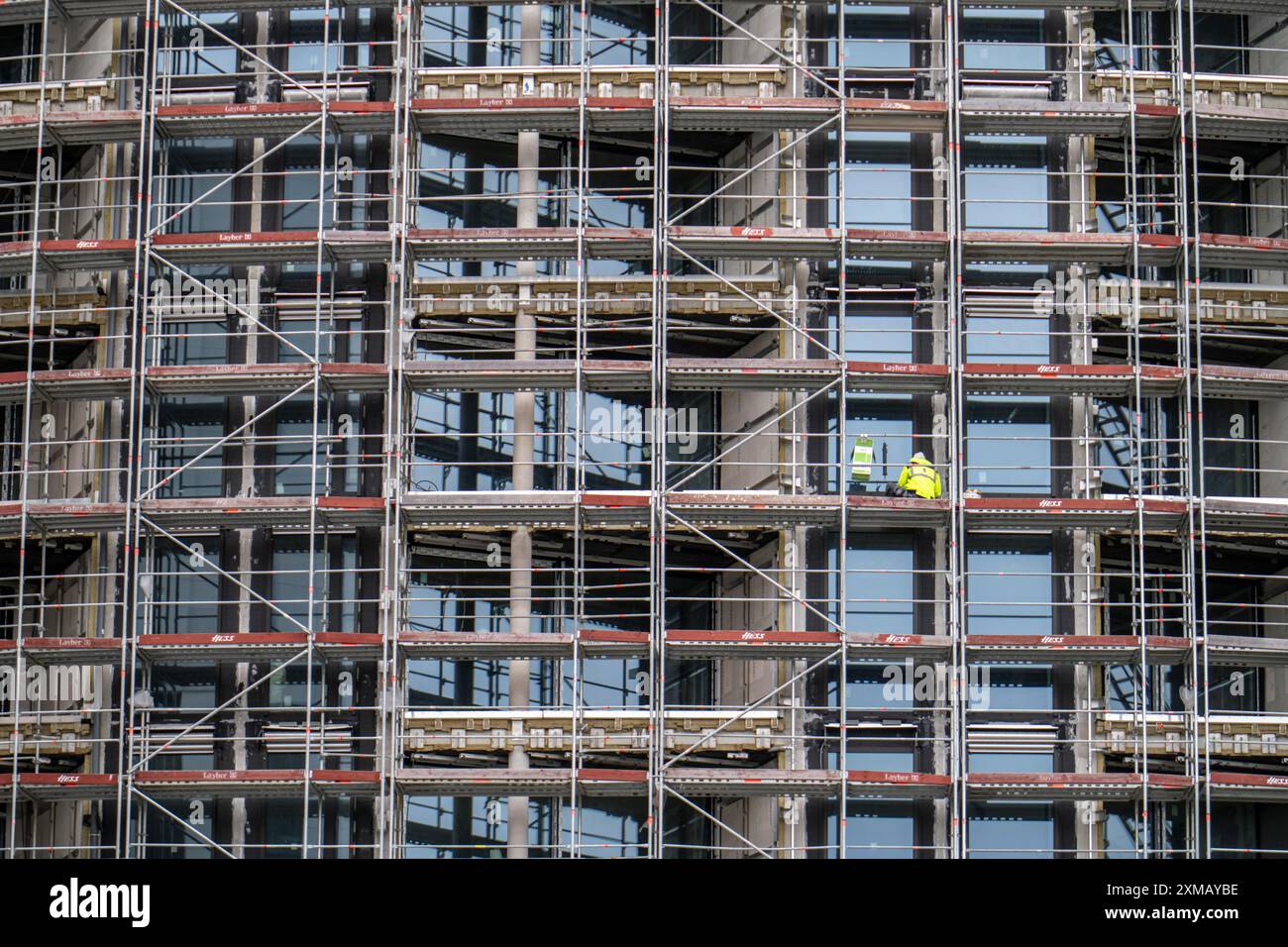 Large construction site, construction of a residential building with ...