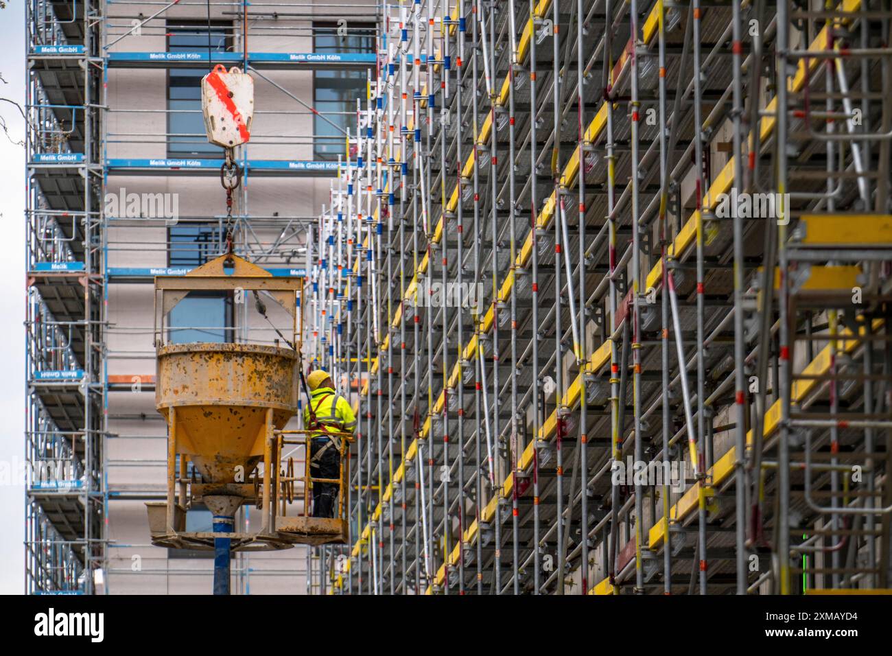 Concreting work on a construction site, new construction of a high-rise ...