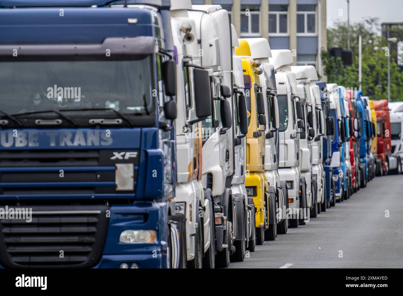 Truck tractors, exclusively from Eastern European countries, park in ...