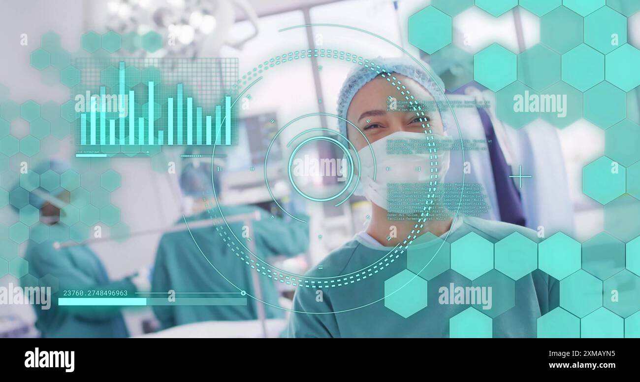 Image of scope scanning and data processing over biracial female ...