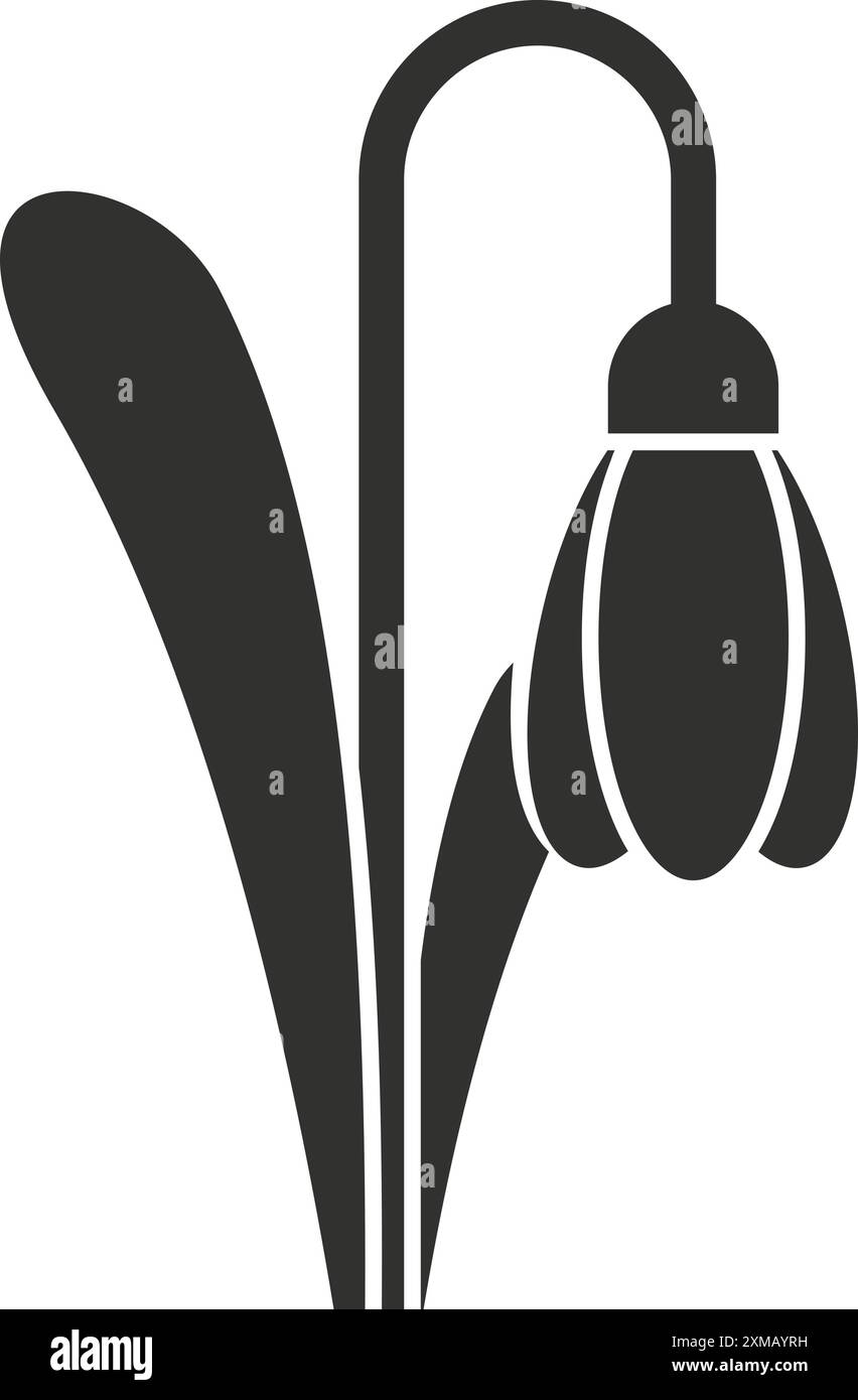 Simple black and white snowdrop illustration, perfect for minimalist ...
