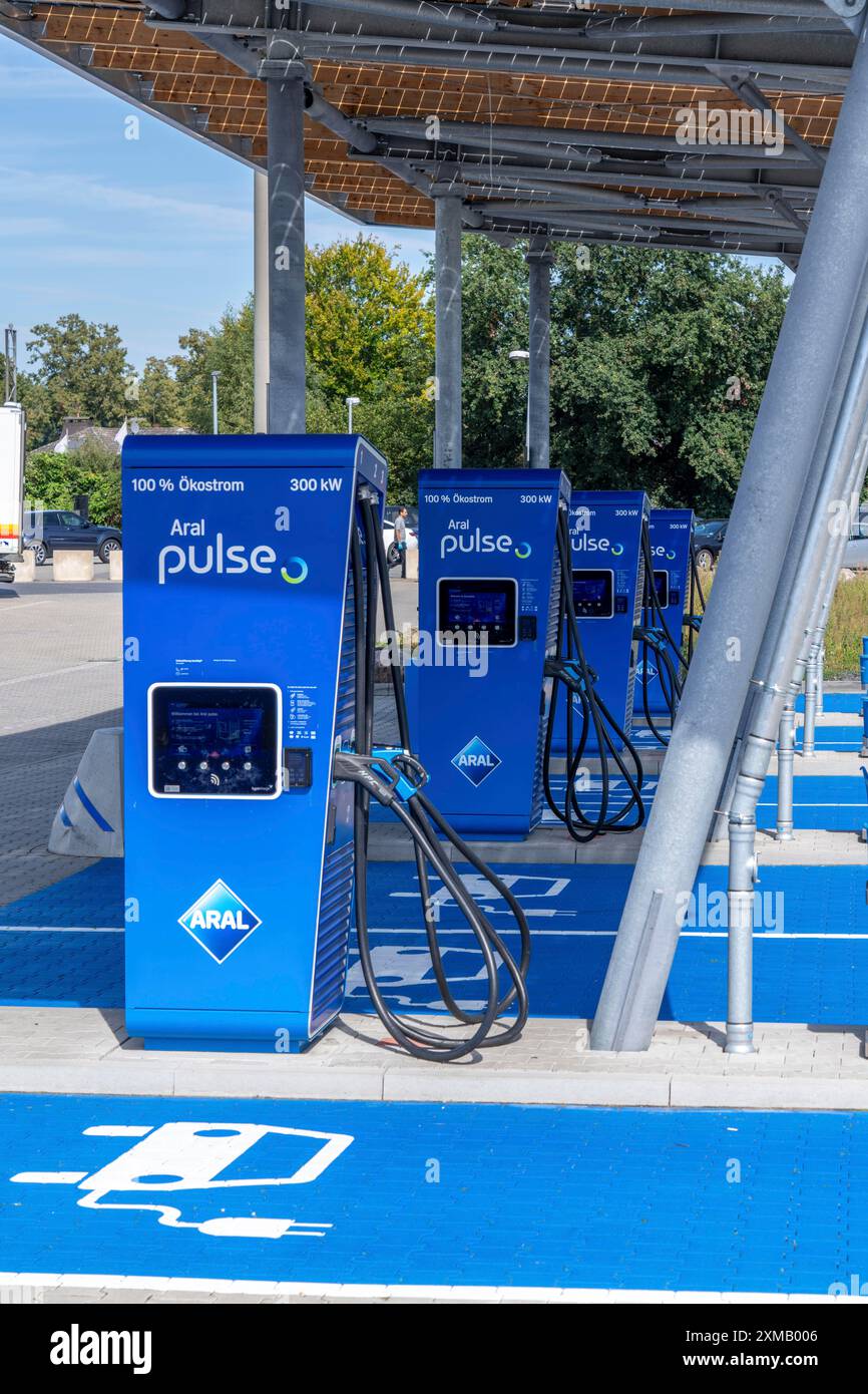ARAL pulse e-charging station on the A3 motorway, Rees junction, in ...