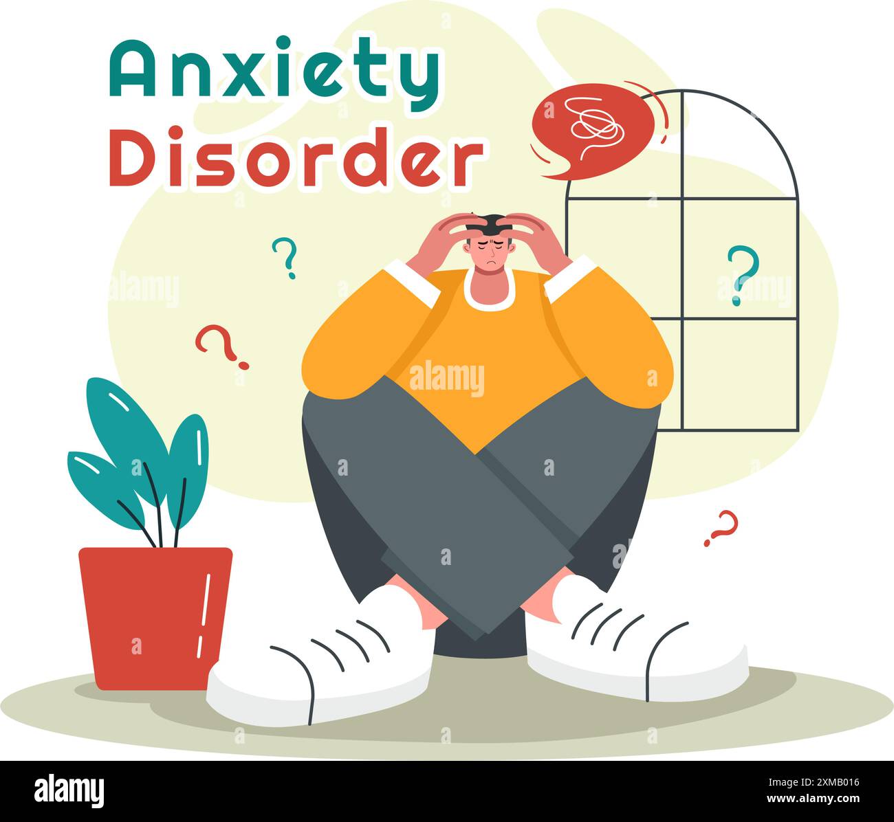 Vector Illustration of Anxiety Disorder Featuring a Frustrated Person, Nervousness, and ...