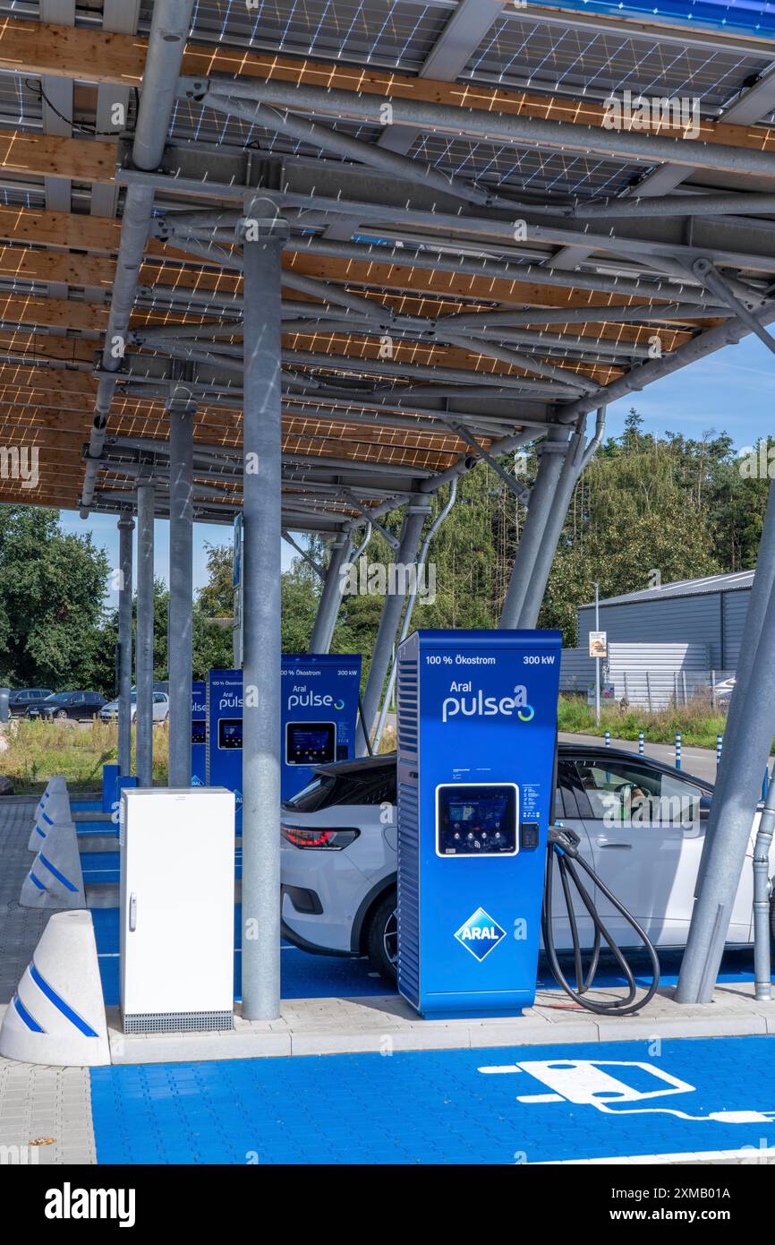 ARAL pulse e-charging station on the A3 motorway, Rees junction, in ...