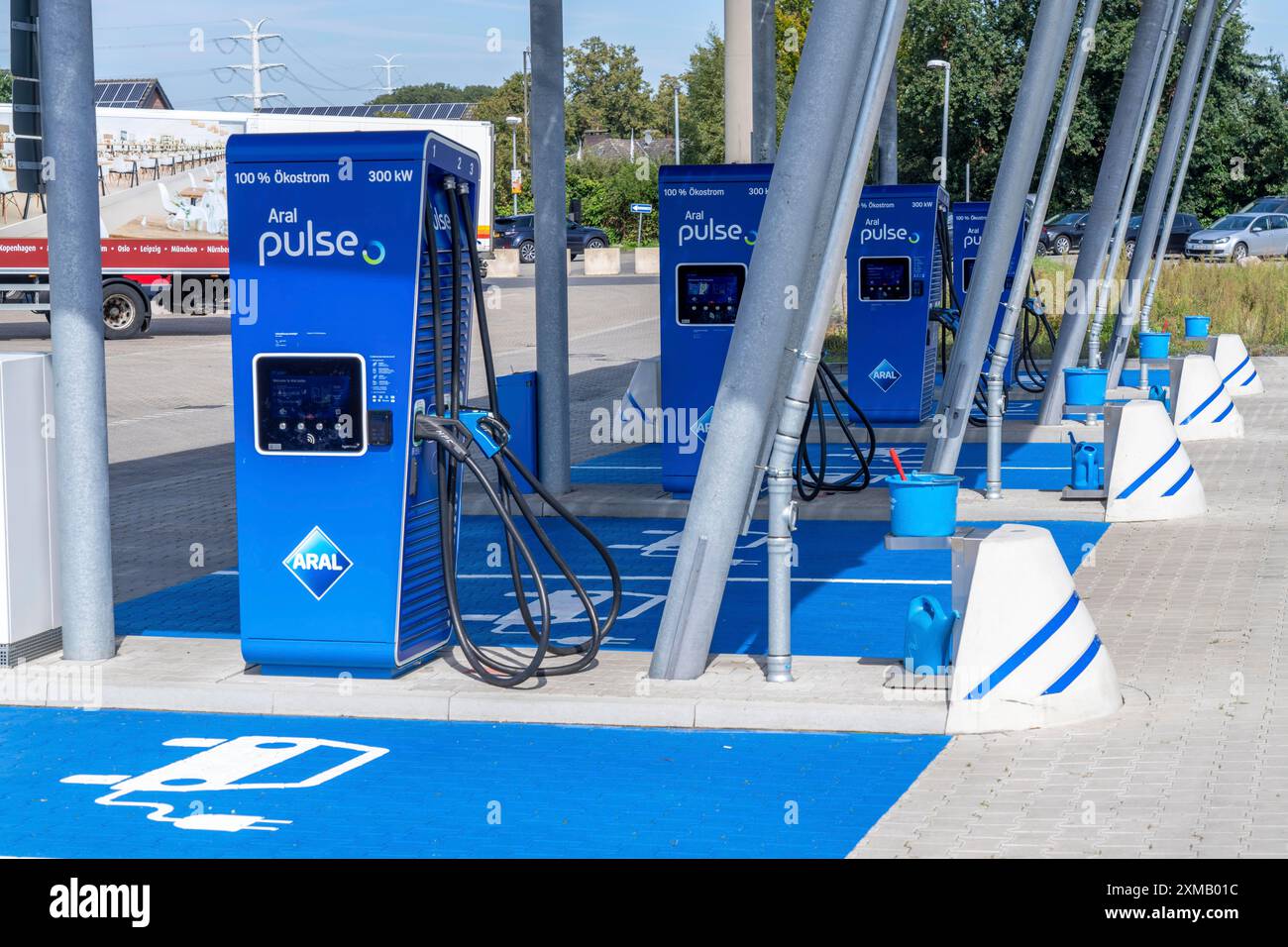 ARAL pulse e-charging station on the A3 motorway, Rees junction, in ...