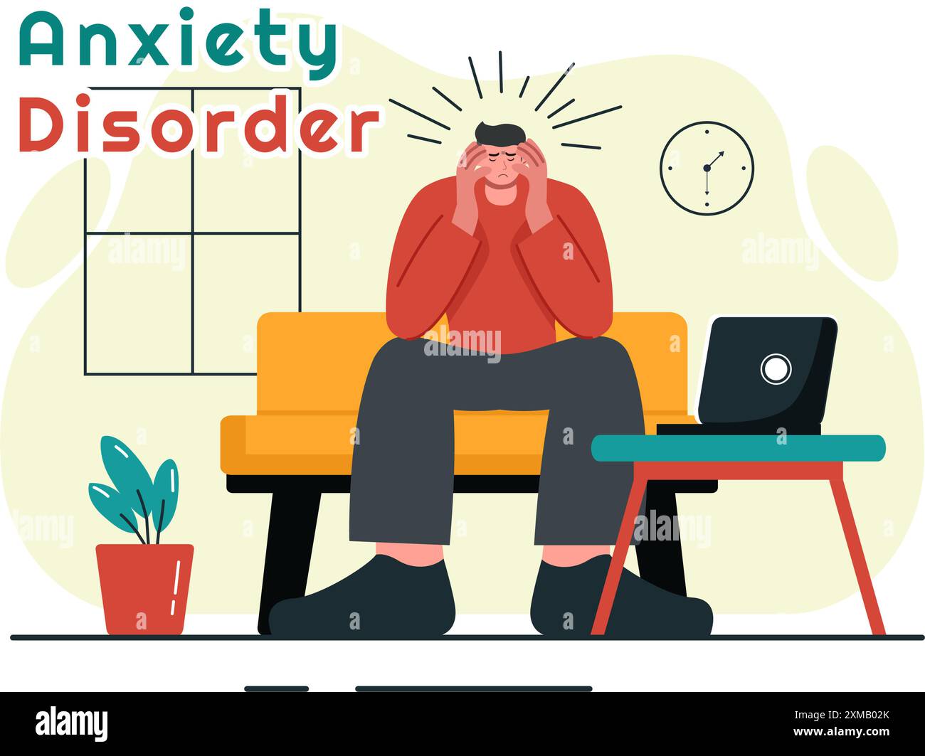 Vector Illustration of Anxiety Disorder Featuring a Frustrated Person ...