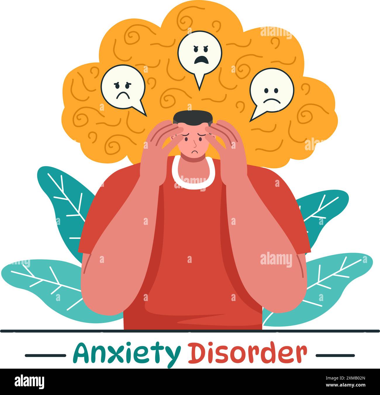 Vector Illustration of Anxiety Disorder Featuring a Frustrated Person ...